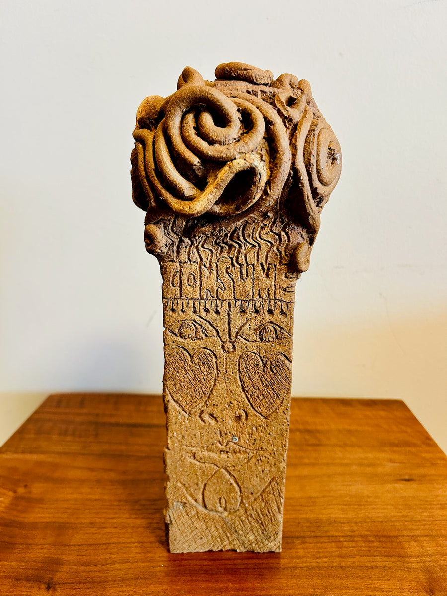 Ancient Hand Carved Hand Made Clay Rock Pillar Statue – Sunbeam Vintage