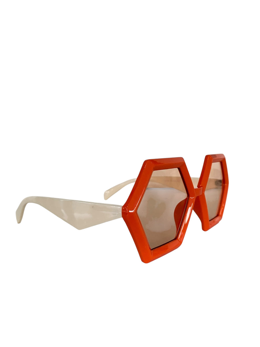 Orange Sunnies Hexagon Frame with White Stem – Sunbeam Vintage