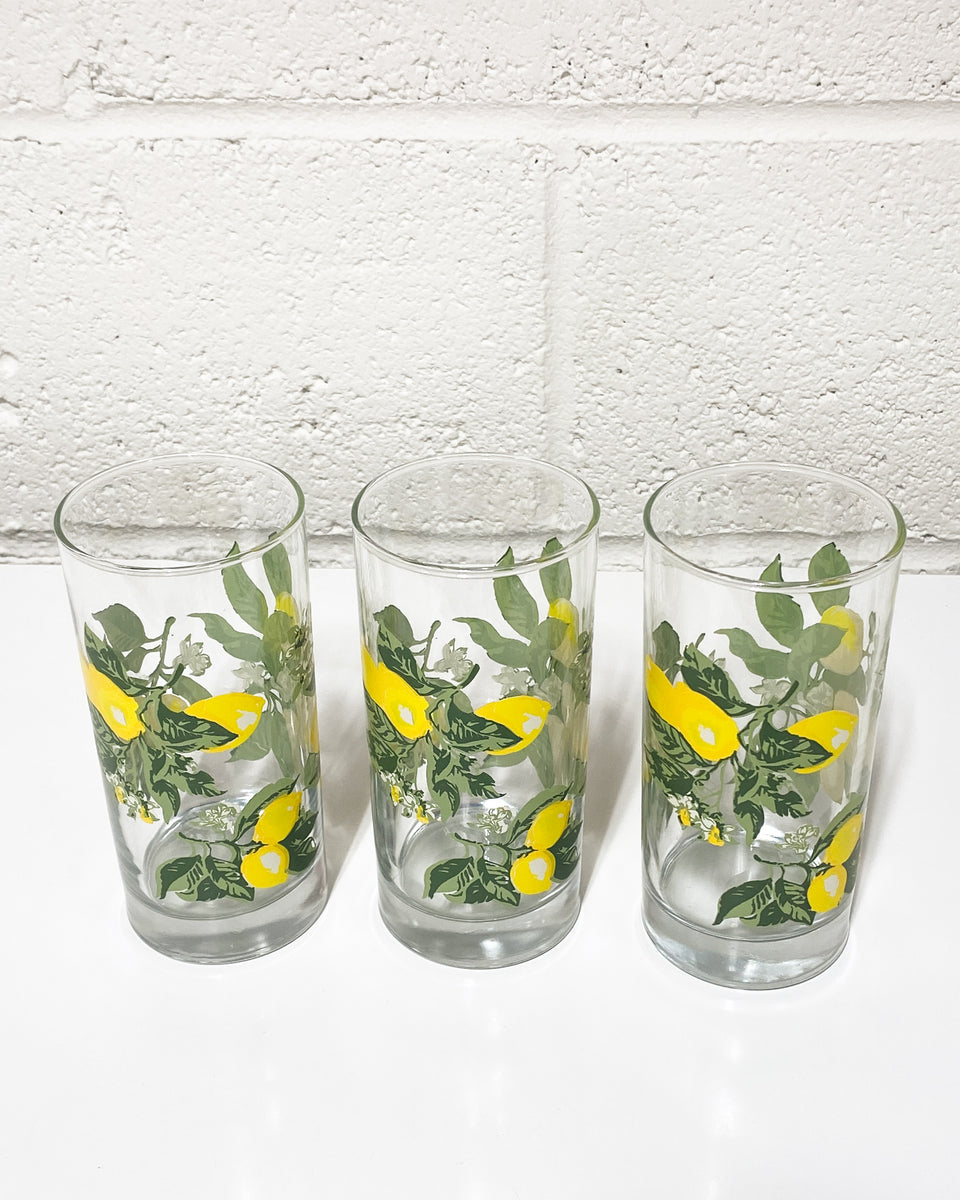Vintage Set of 3 Lemon Drinking Glasses – Sunbeam Vintage