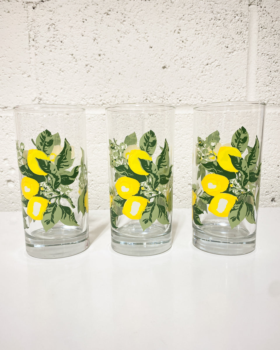 Vintage Set of 3 Lemon Drinking Glasses – Sunbeam Vintage