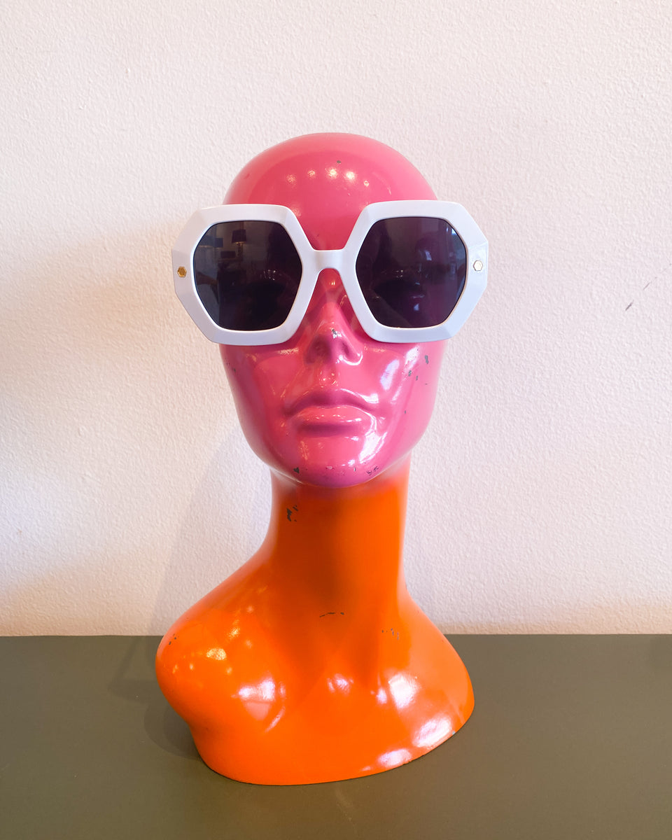 White Sunnies with Black Lenses – Sunbeam Vintage