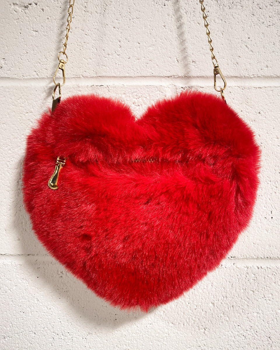 Fuzzy Heart Shaped Red Purse – Sunbeam Vintage