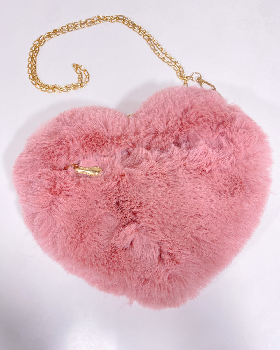 Fuzzy Heart Shaped Pink Purse – Sunbeam Vintage