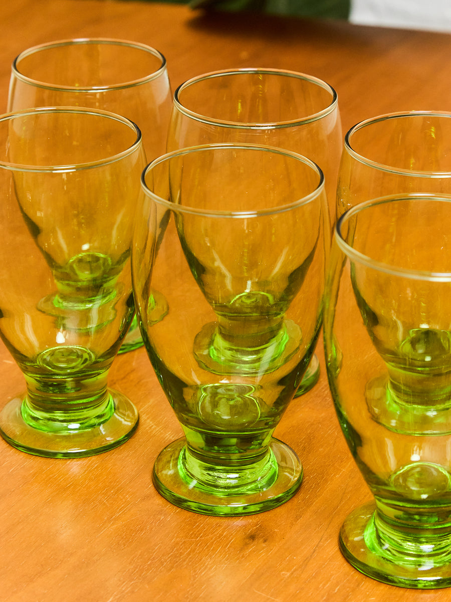 Cristar Copa Lexington Lime Green Footed Glasses Water Wine Goblets ...