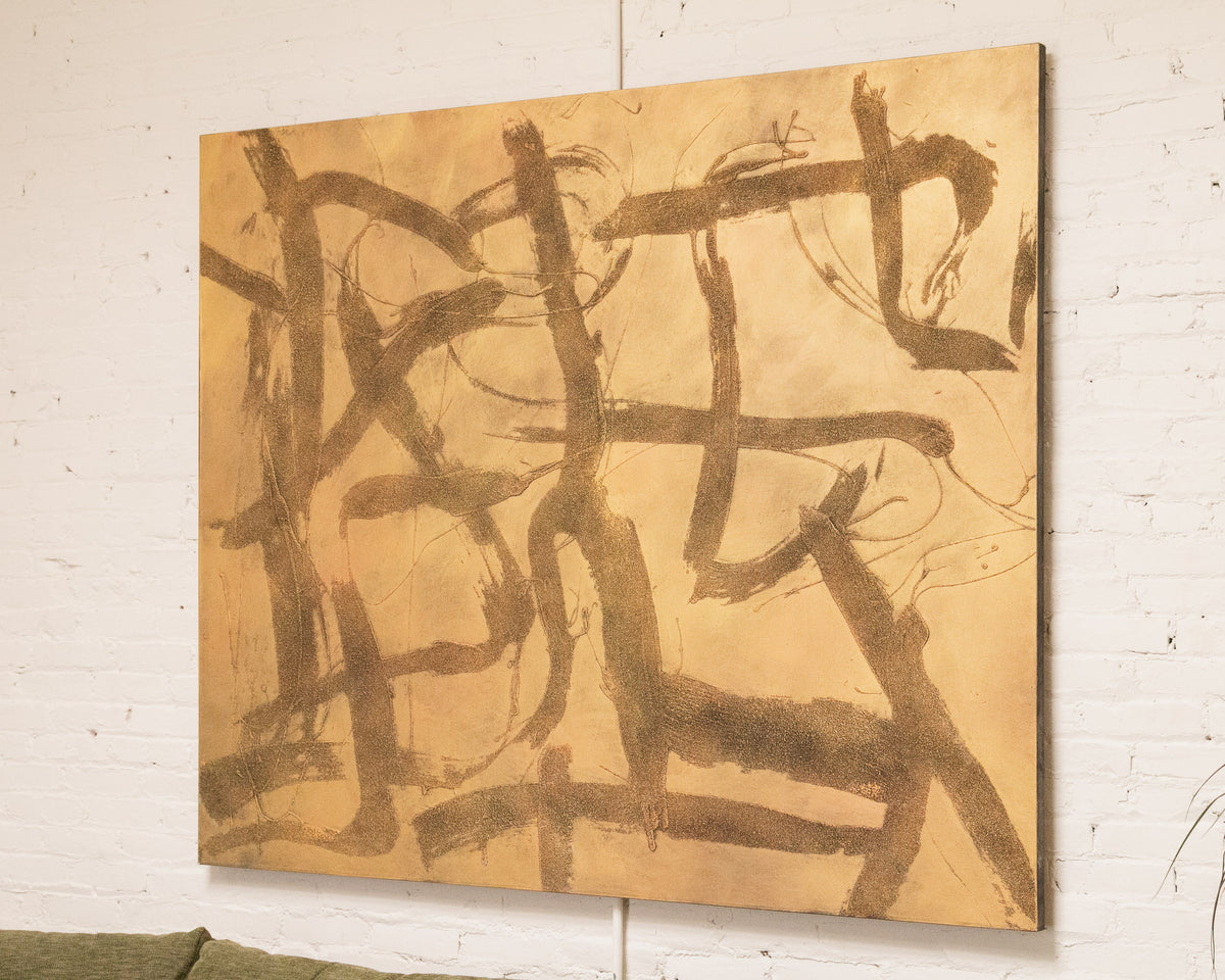 Abstract Original Gold Painting – Sunbeam Vintage