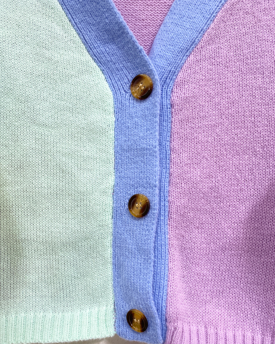 Color Block Cardigan in Pastels (L) – Sunbeam Vintage