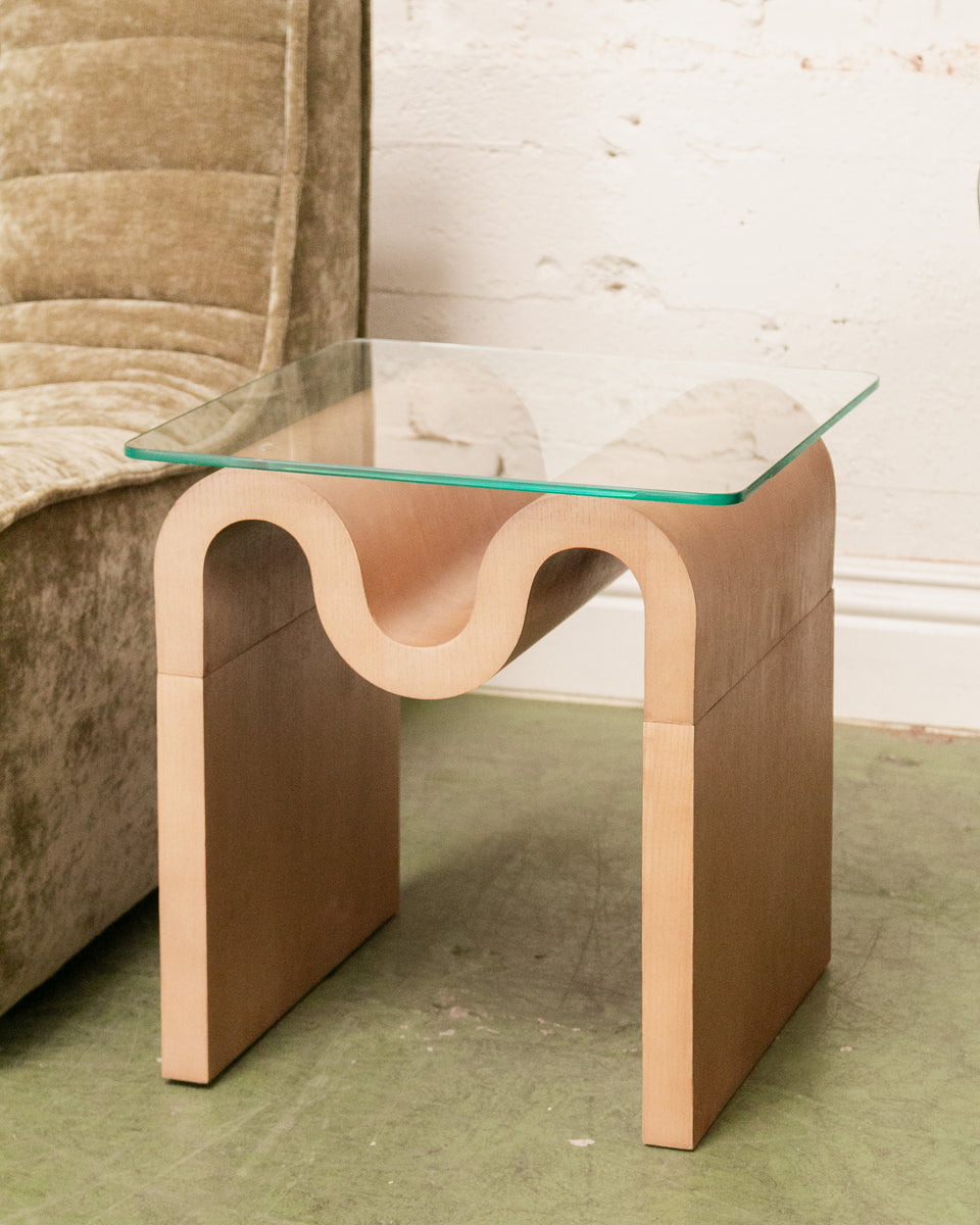 Squiggly Glass Top Side Table – Sunbeam Vintage