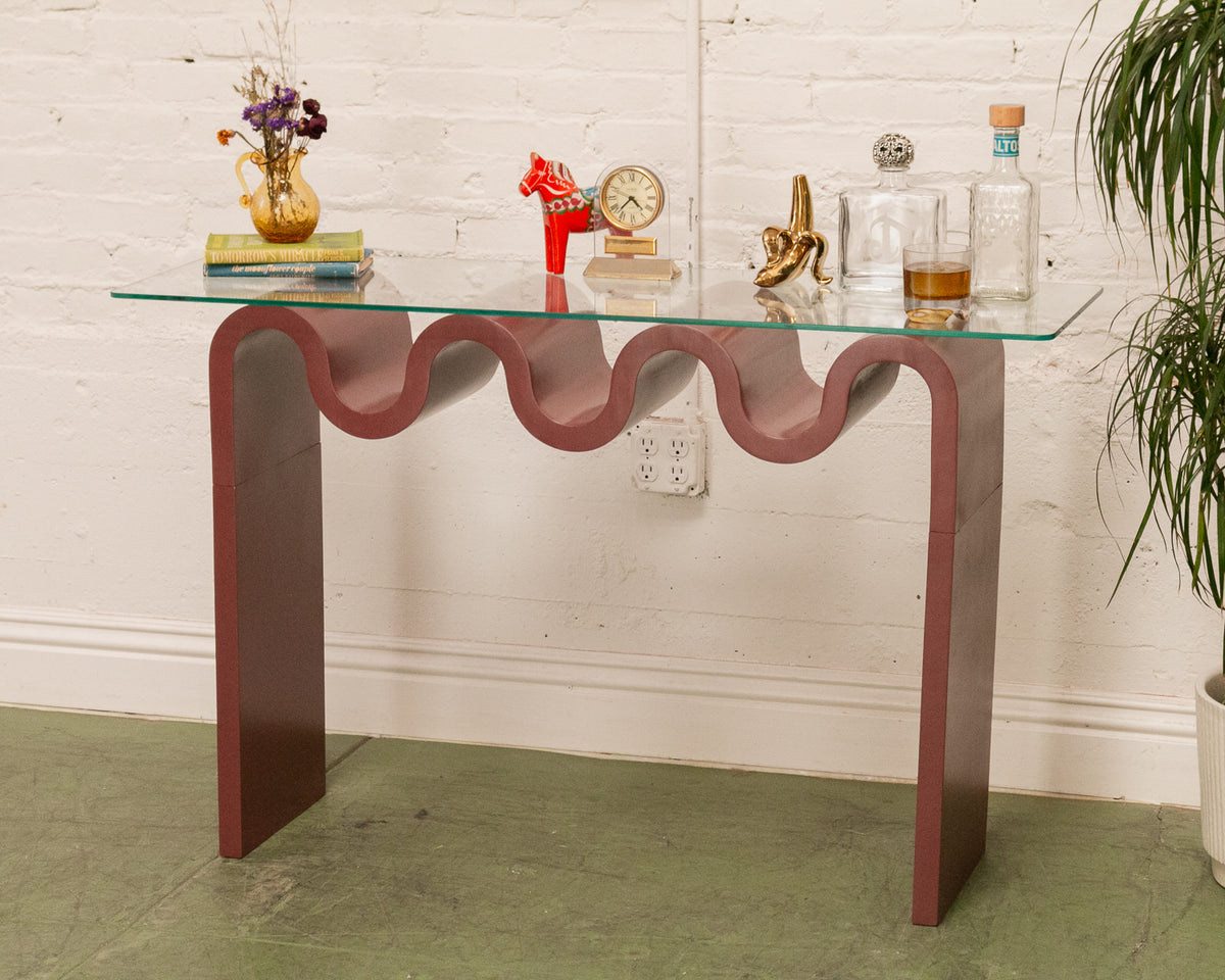 Maroon Vintage Zig Zag Entry Table – Sunbeam Vintage