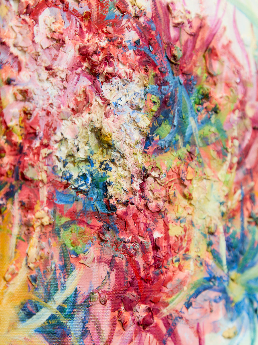 “Splash” by Margarette Singer, Large Mid-Century Abstract Floral Oil P ...
